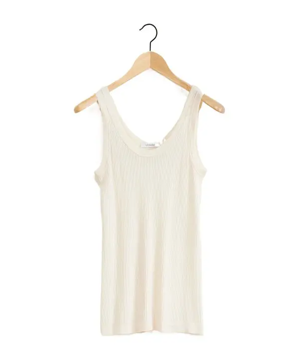 LEMAIRE Ribbed Scoop Neck Tank Top - Light Powder