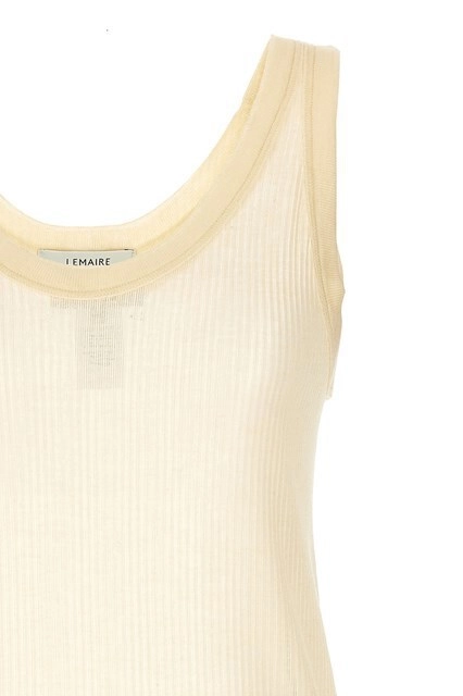 LEMAIRE Ribbed Scoop Neck Tank Top - Light Powder