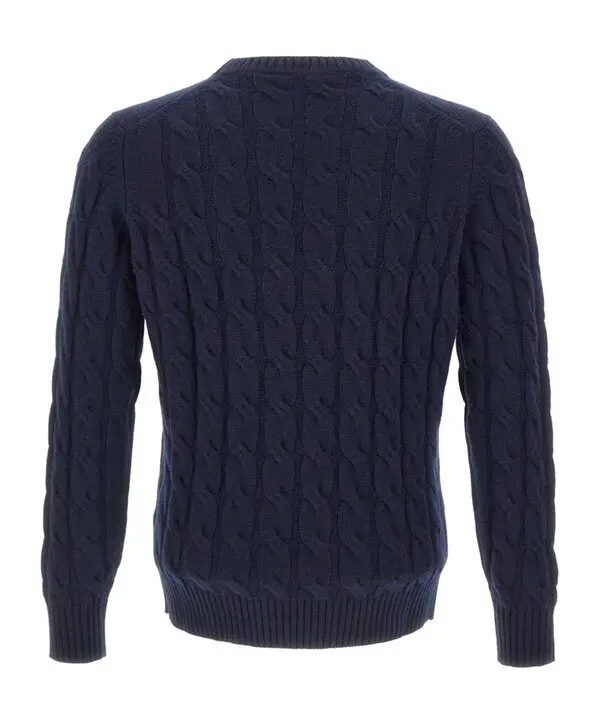 KANGRA Cable Knit Crew Neck Sweater - Black
