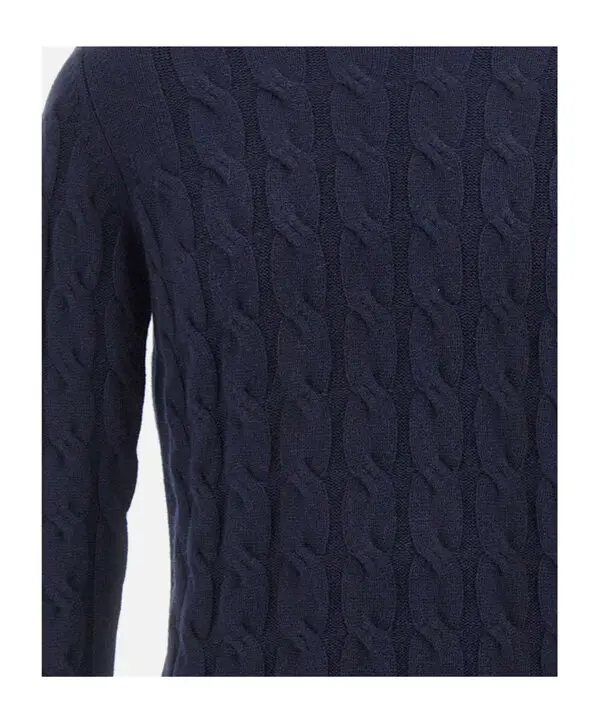 KANGRA Cable Knit Crew Neck Sweater - Black