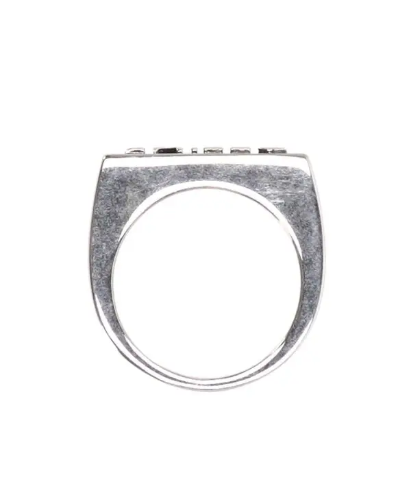 Celine Monochroms Stamp Ring In Brass - Gray