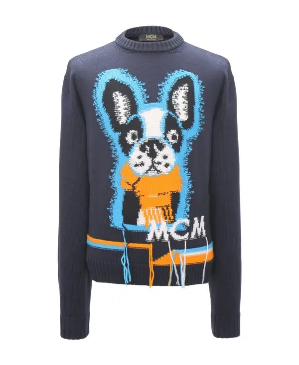 Mcm Bulldog Pattern Embroidered Sweater