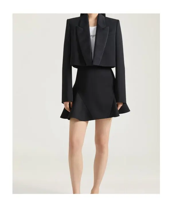 Givenchy Cropped Tuxedo Jacket In Grain De Poudre Wool
