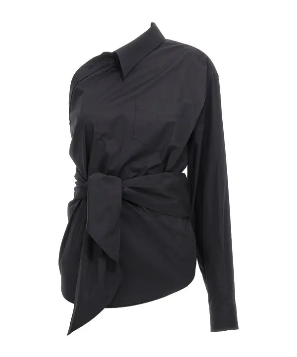 Moschino Asymmetric One-shoulder Shirt With Knotted Waist