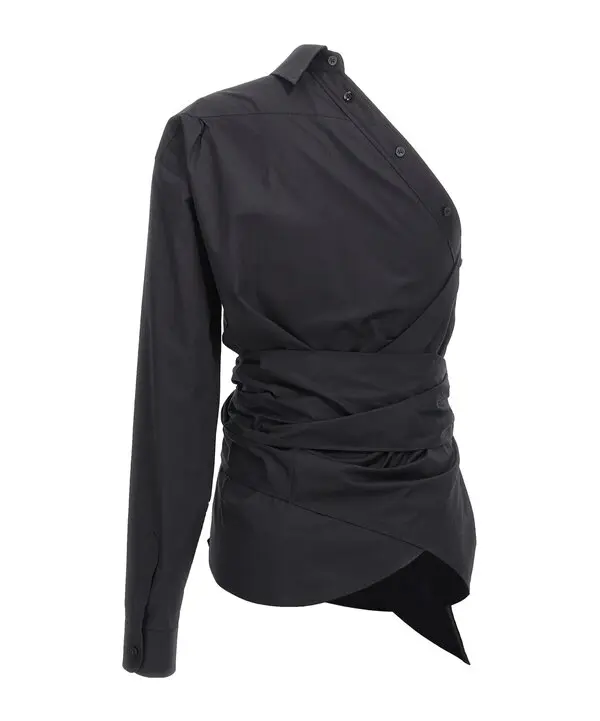 Moschino Asymmetric One-shoulder Shirt With Knotted Waist