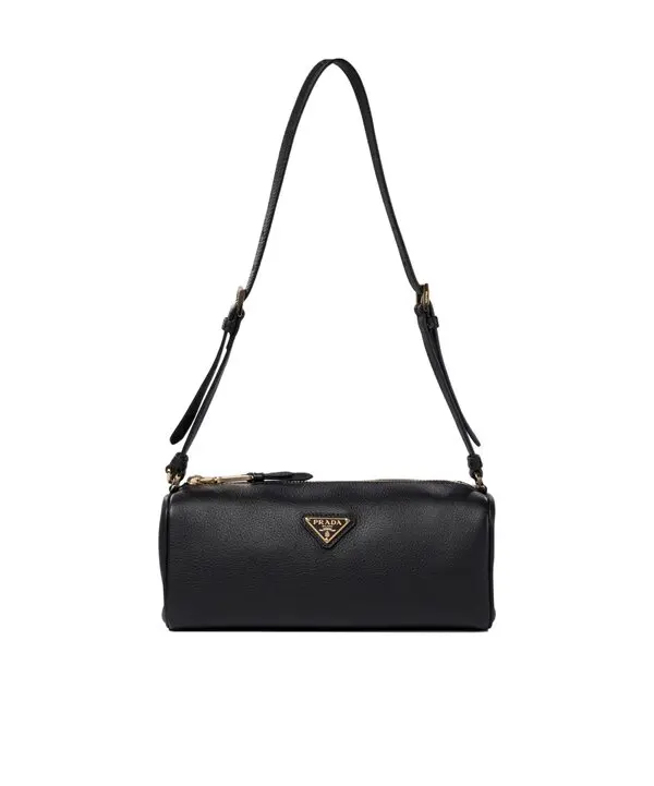 Prada Logo Plaque Zipped Shoulder Bag