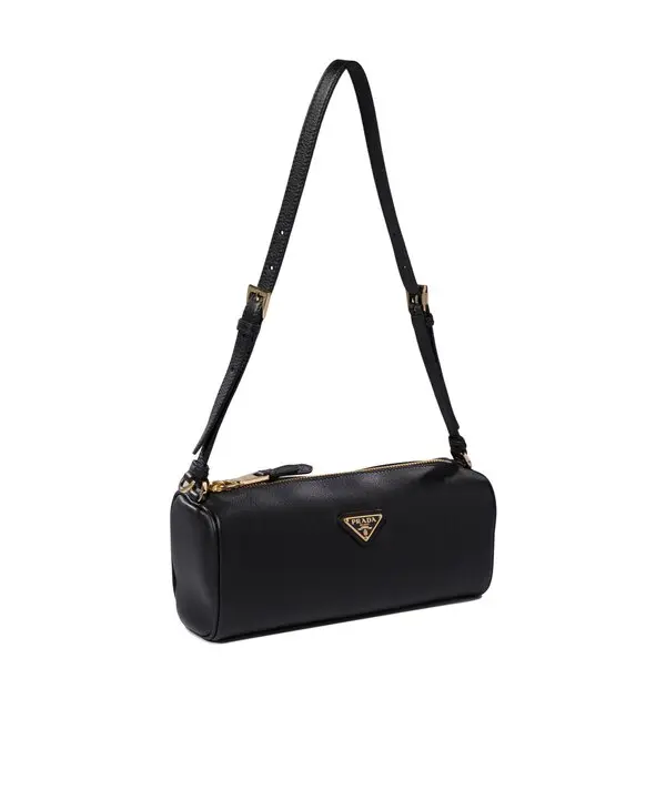 Prada Logo Plaque Zipped Shoulder Bag
