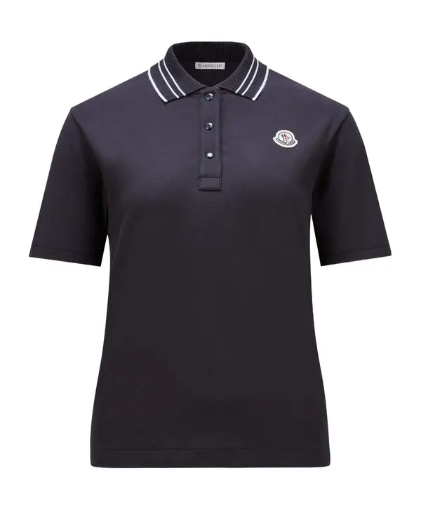 Moncler Logo Patch Short-sleeved Polo Shirt - Midnight Blue