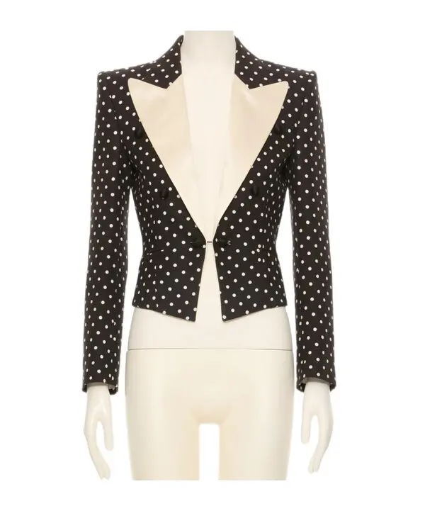 Valentino Garavani Polka Dot Printed Single-breasted Blazer - Black