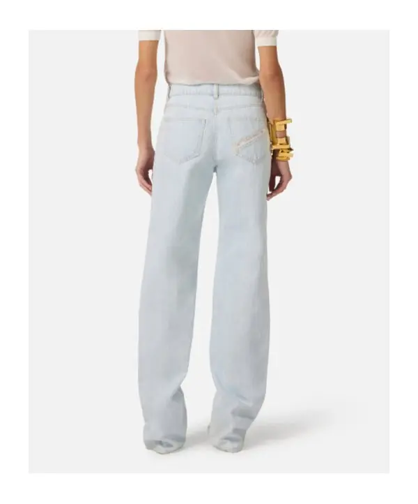 Elisabetta Franchi Organza Detailed Distressed Palazzo Jeans