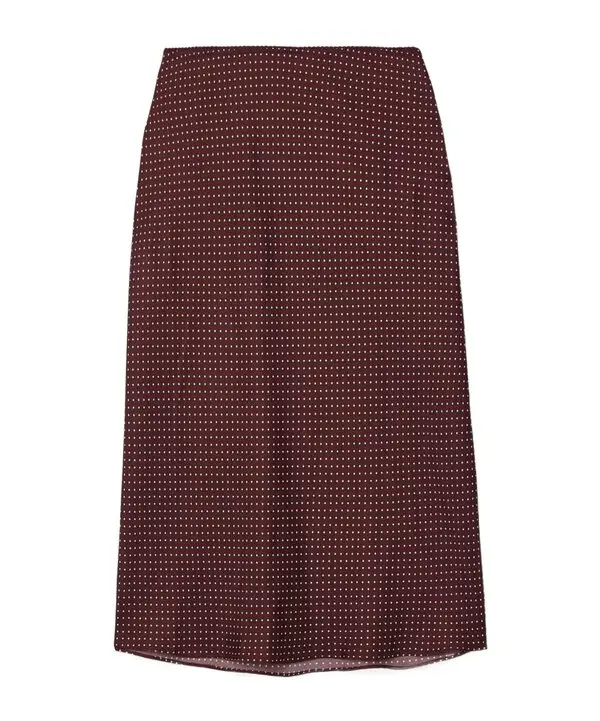 DÔEN Elowette Polka-dot Silk-blend Twill Midi Skirt - Wine Red