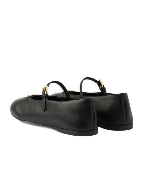 Prada Logo Detailed Round-toe Ballerina Flats
