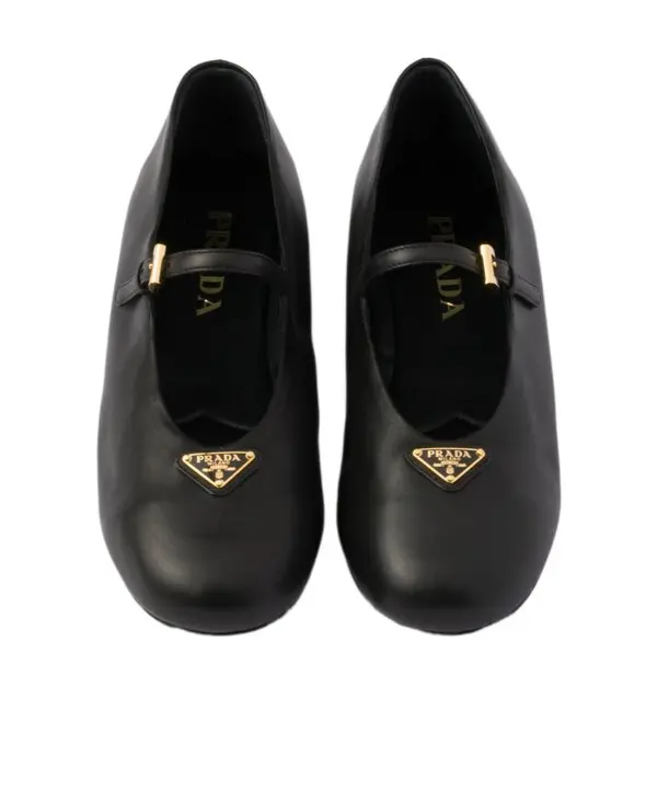 Prada Logo Detailed Round-toe Ballerina Flats