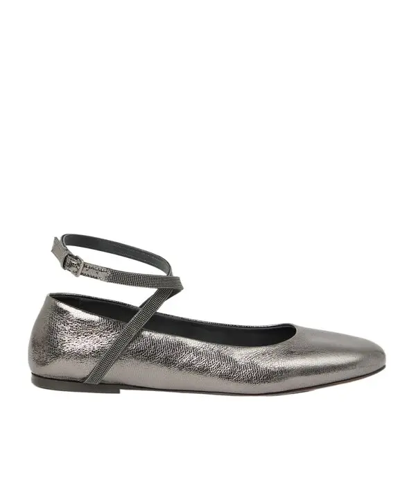 Brunello Cucinelli Metallic-effect Ballet Flats