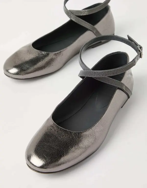 Brunello Cucinelli Metallic-effect Ballet Flats