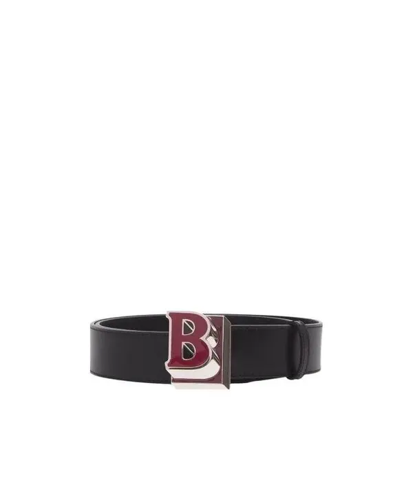 Burberry Letter Graphic Leather Belt - Black