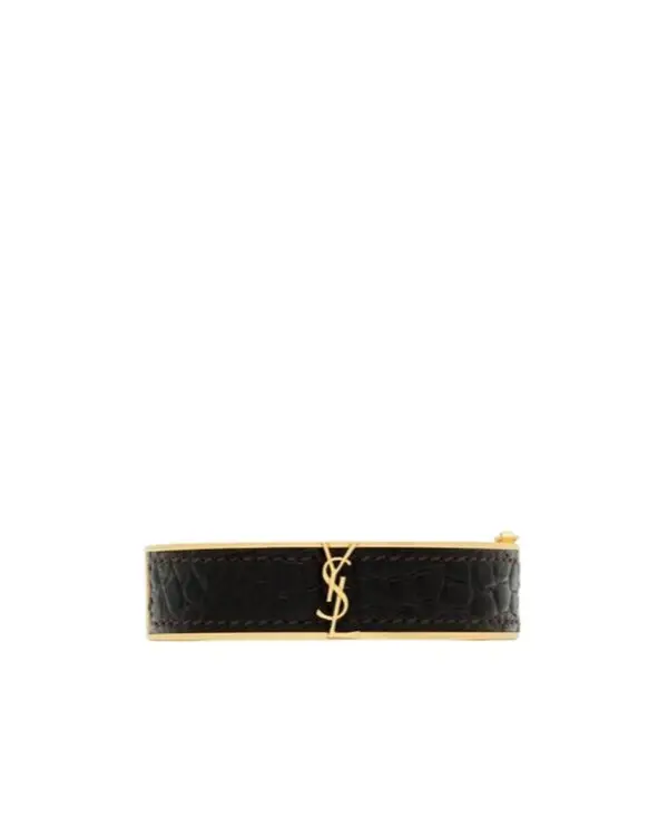 Saint Laurent Cassandre Logo Plaque Bracelet - Brown