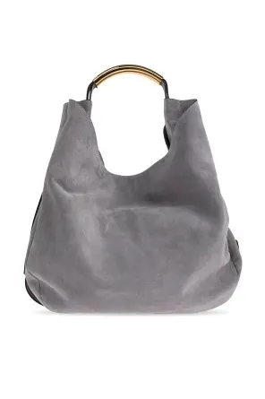 Moschino Top Handle Handbag With Side Logo - Grey