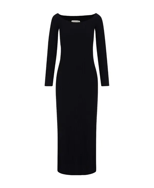 Chloé Long Sleeved Ribbed Maxi Dress - Black
