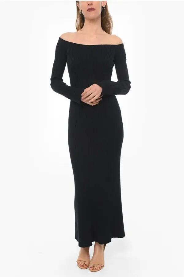 Chloé Long Sleeved Ribbed Maxi Dress