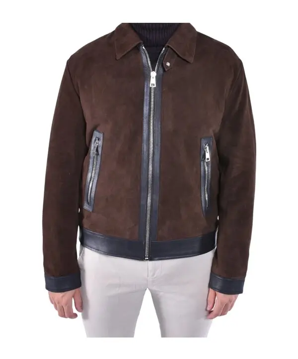 DONDUP Biker Zip Jacket With Lapel Collar And Patch Pockets