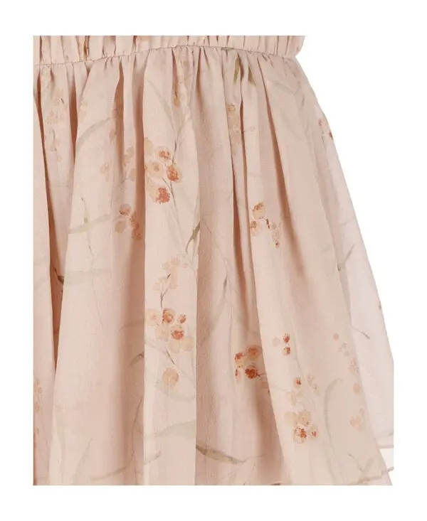 Celine Short Silk Georgette Dress With Mimosa Branch Print