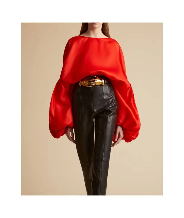 Khaite The Quico Puff-sleeved Blouse - Red