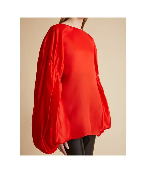 Khaite The Quico Puff-sleeved Blouse - Red