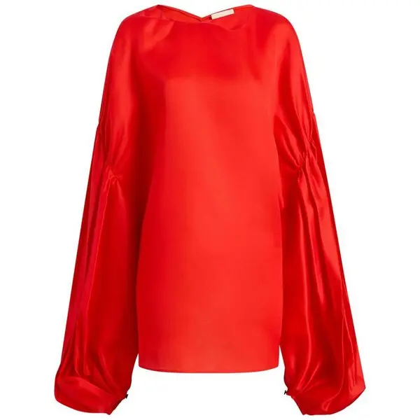 Khaite The Quico Puff-sleeved Blouse - Red