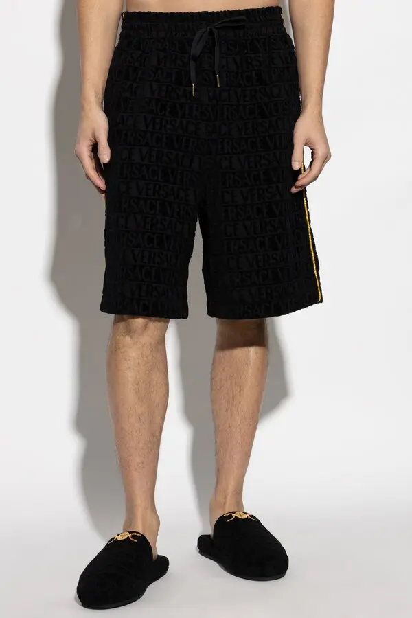 Versace Textured Logo Drawstring Shorts
