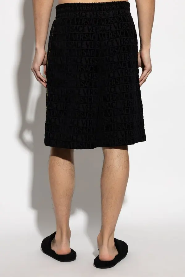 Versace Textured Logo Drawstring Shorts