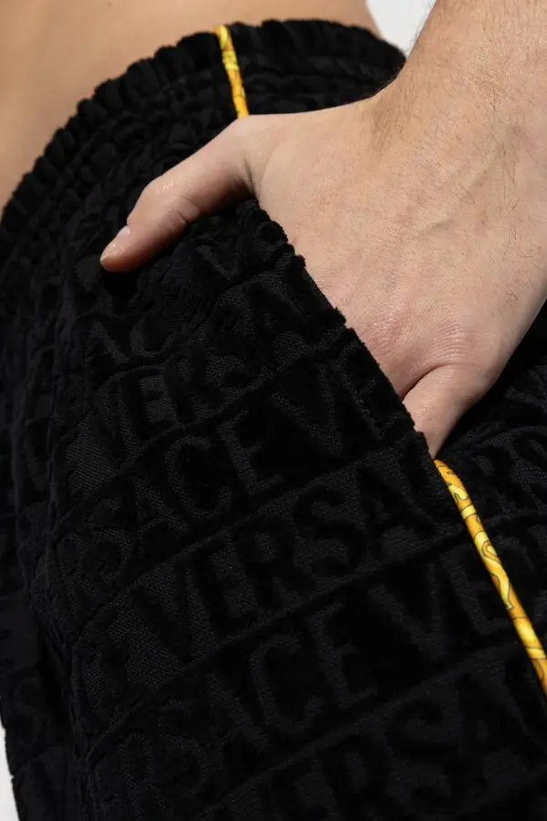 Versace Textured Logo Drawstring Shorts