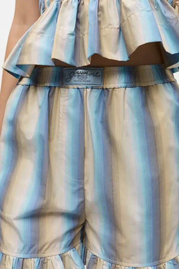 GANNI Ombre Stripe Ruffle Shorts