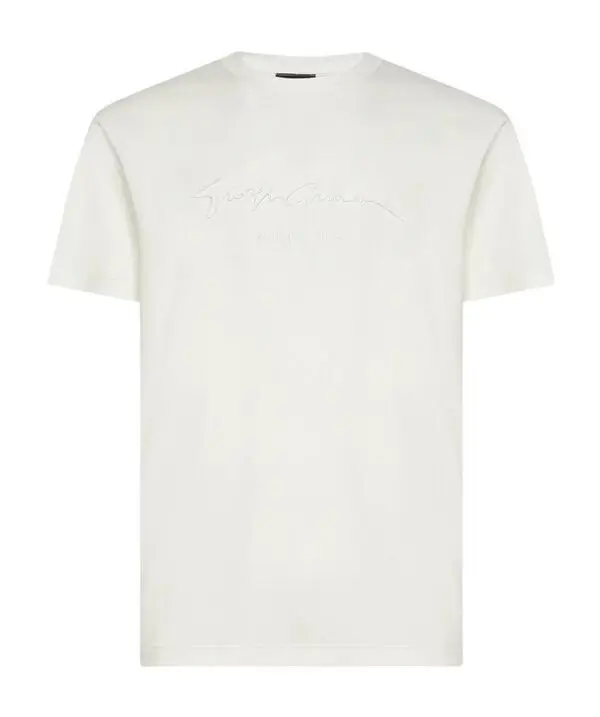 Giorgio Armani Logo Embroidered Crewneck T-shirt - White