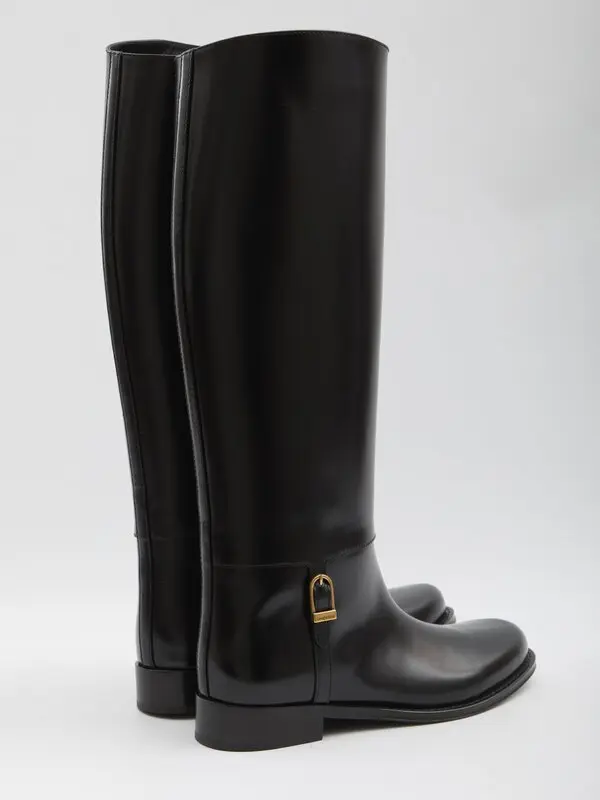 Saint Laurent Julia Logo Engraved Boots - Black