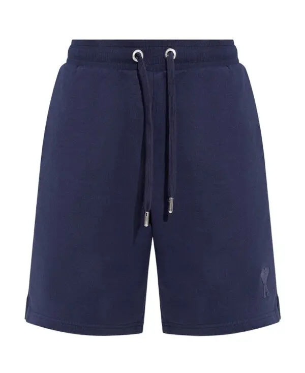 Ami Drawstring Track Shorts With Embroidered Logo - Blue