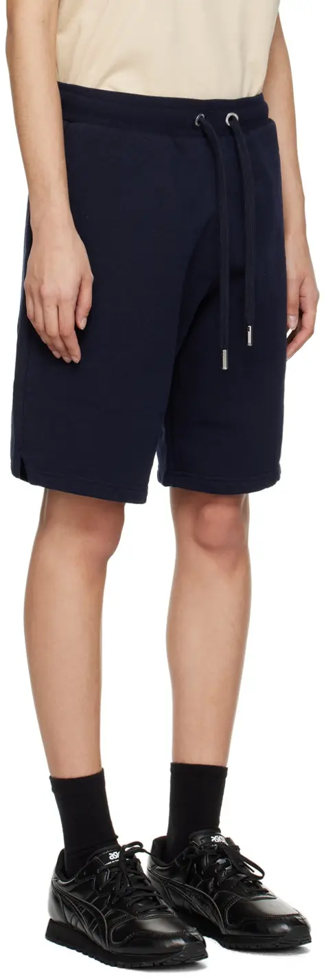 AMI Paris Drawstring Track Shorts With Embroidered Logo - Blue