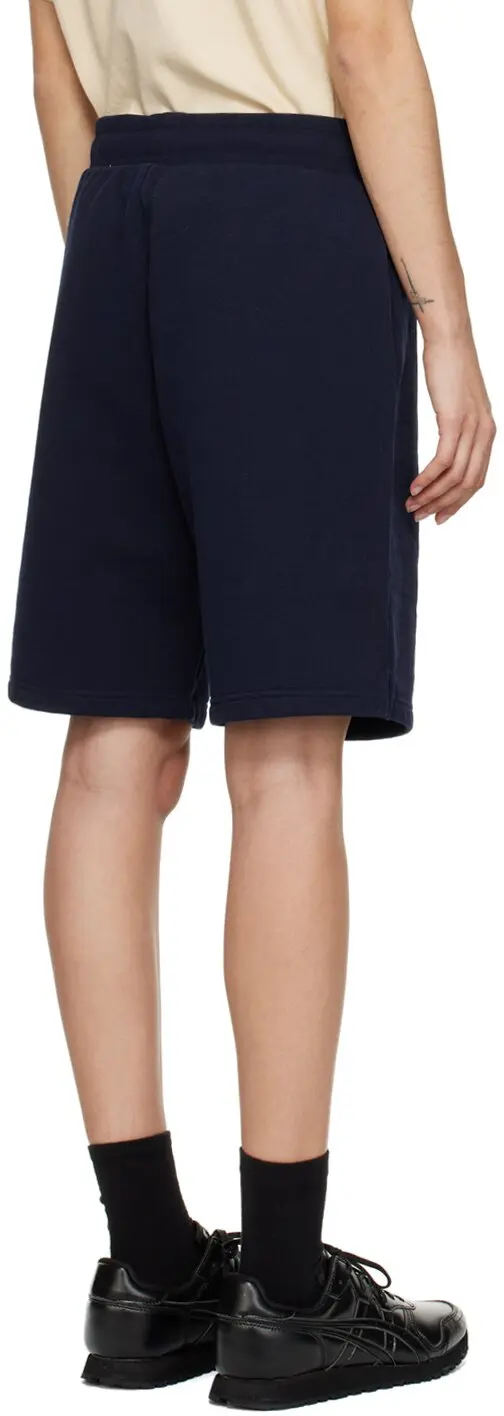 AMI Paris Drawstring Track Shorts With Embroidered Logo - Blue