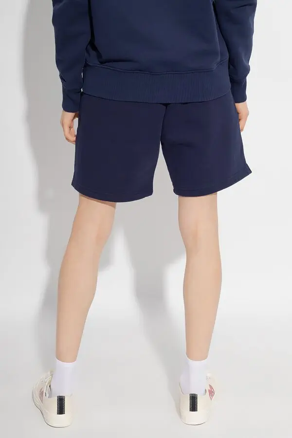 AMI Paris Drawstring Track Shorts With Embroidered Logo - Blue