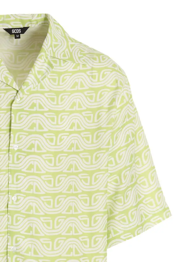 Gcds Waved Logo Printed Buttoned Shirt - Yellow