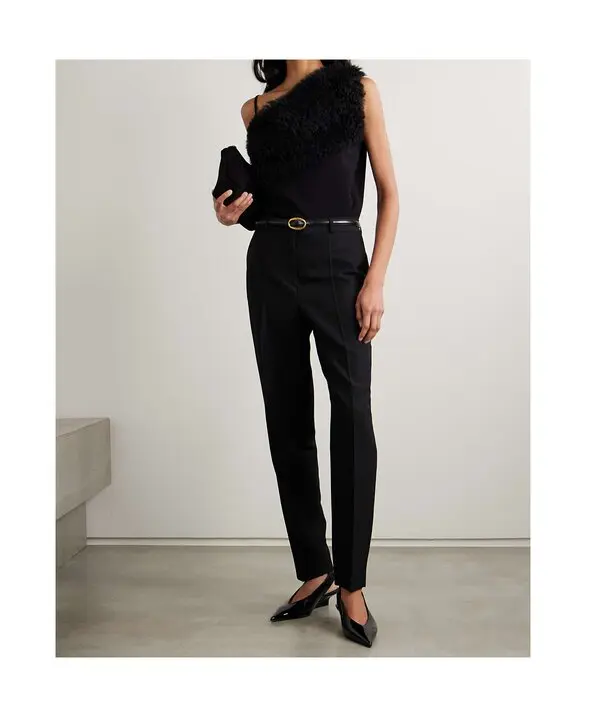 TOTEME One Shoulder Fur Trimmed Top