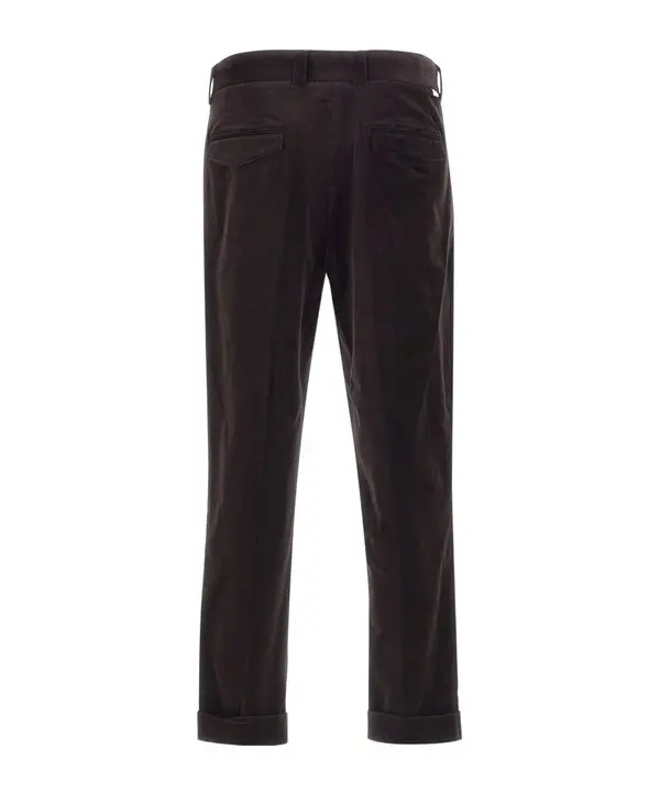 PAOLO PECORA Velvet Pleated Trousers - Brown