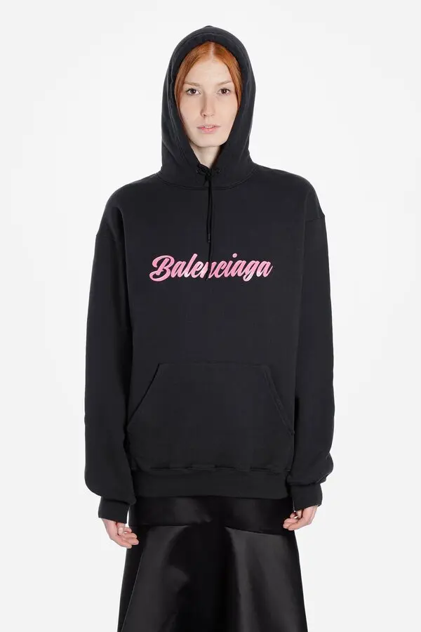 Balenciaga Logo Hoodie - Black
