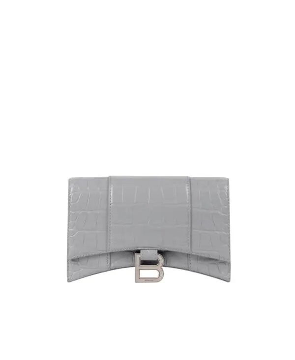 Balenciaga Hourglass Crocodile-effect Clutch Bag - White