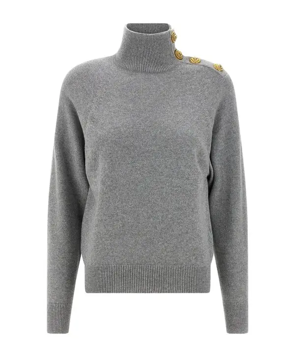 Balmain Turtleneck Knitted Jumper With Button Detail