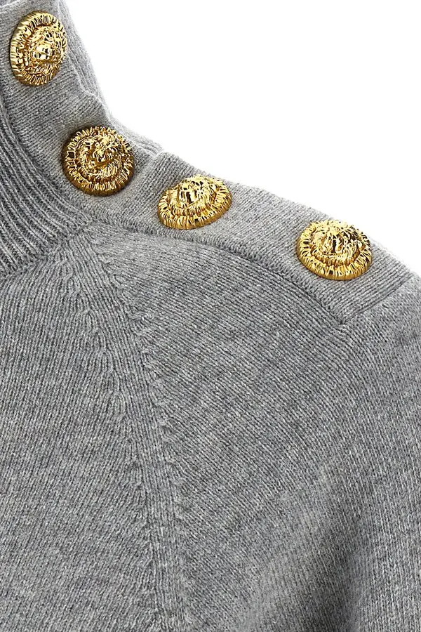 Balmain Turtleneck Knitted Jumper With Button Detail