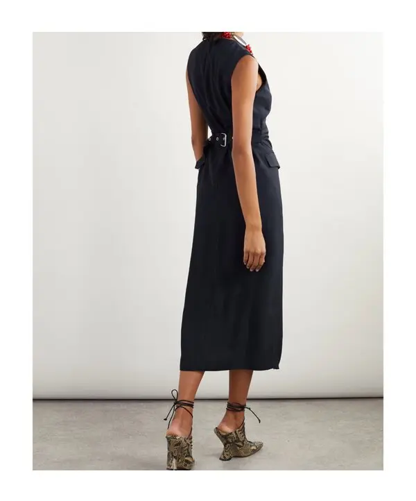 Dries Van Noten Sleeveless Twill Midi Dress