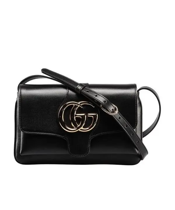 Gucci Arli Small Shoulder Bag With Double G Hardware - Black