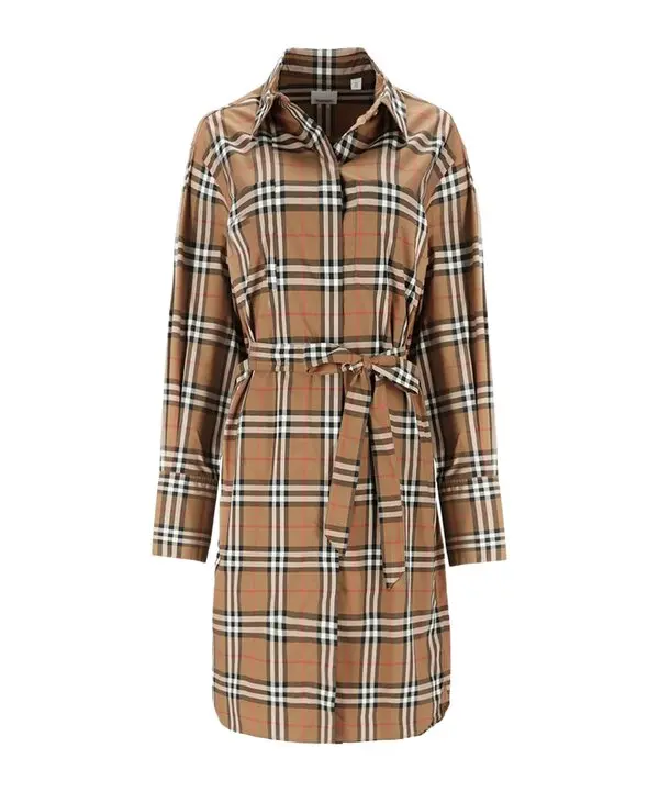 Burberry Check Stretch Cotton Shirt Dress - Multicolor