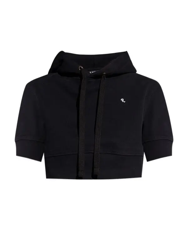 Raf Simons Cropped Short Sleeve Hoodie - Black